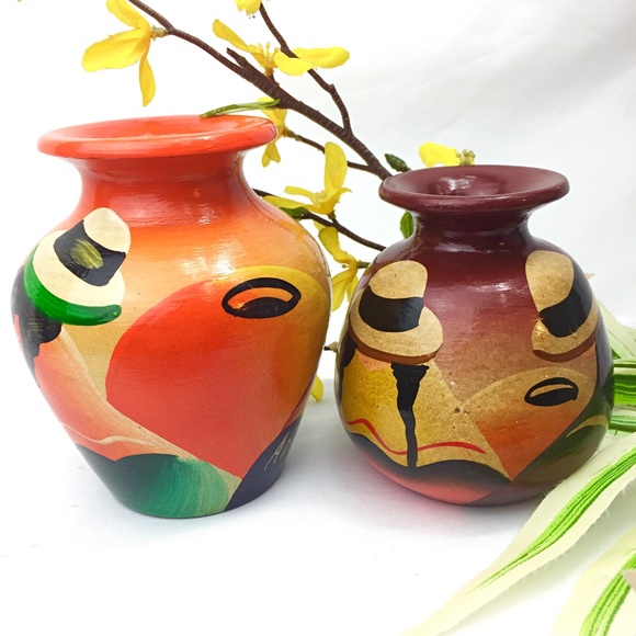 Vintage | Accents | Vintage Set Of 2 Hand Painted Peruvian Folk Art ...